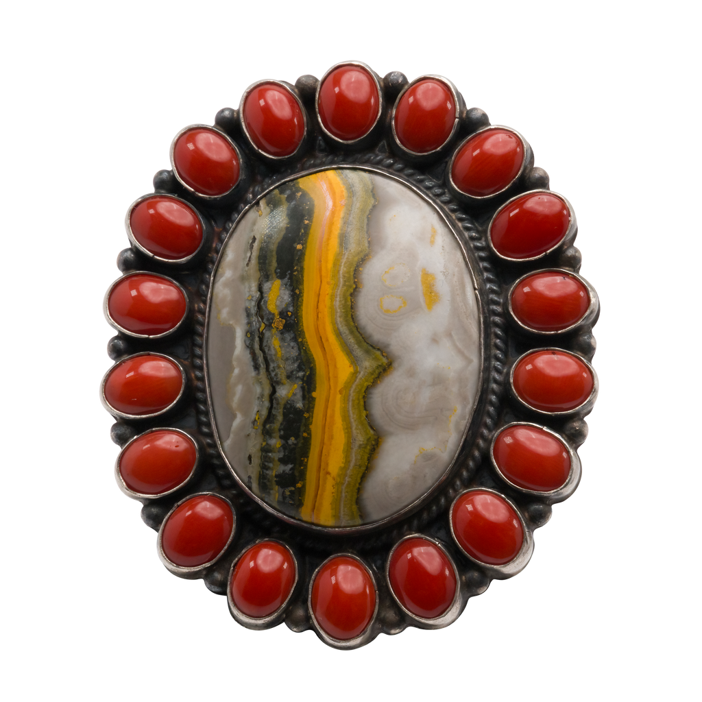 Coral & Bumble Bee Jasper Ring | Anthony Skeets – Samsville Gallery